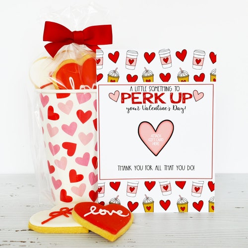 Valentine's Day Coffee Gift Card Holder Printable Thanks - Etsy