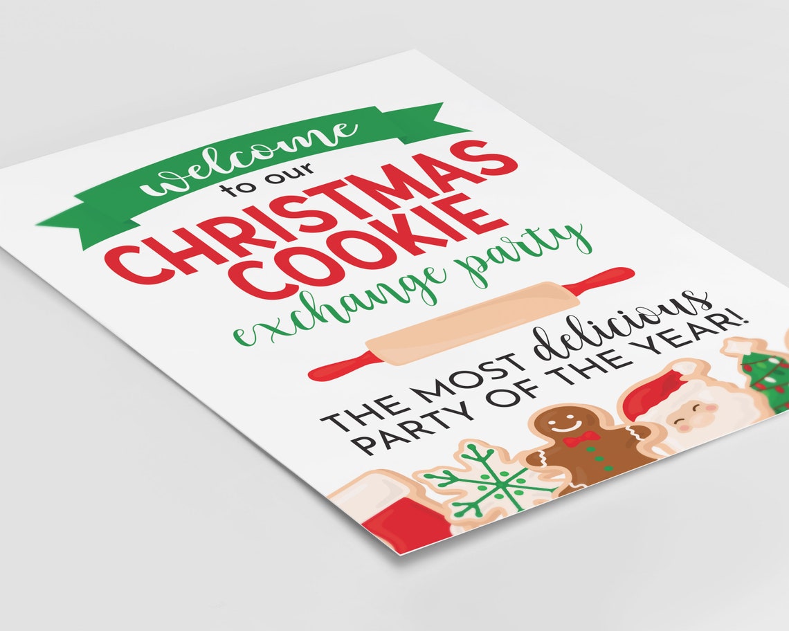 Christmas Cookie Party Sign Cookie Swap Party Decorations | Etsy