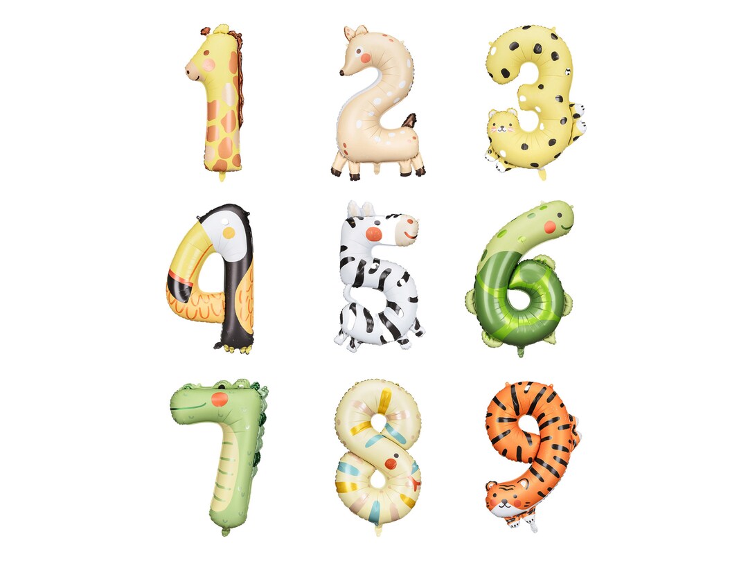 Animal Number Balloon, Party Animal Balloons, Jungle Safari Birthday ...