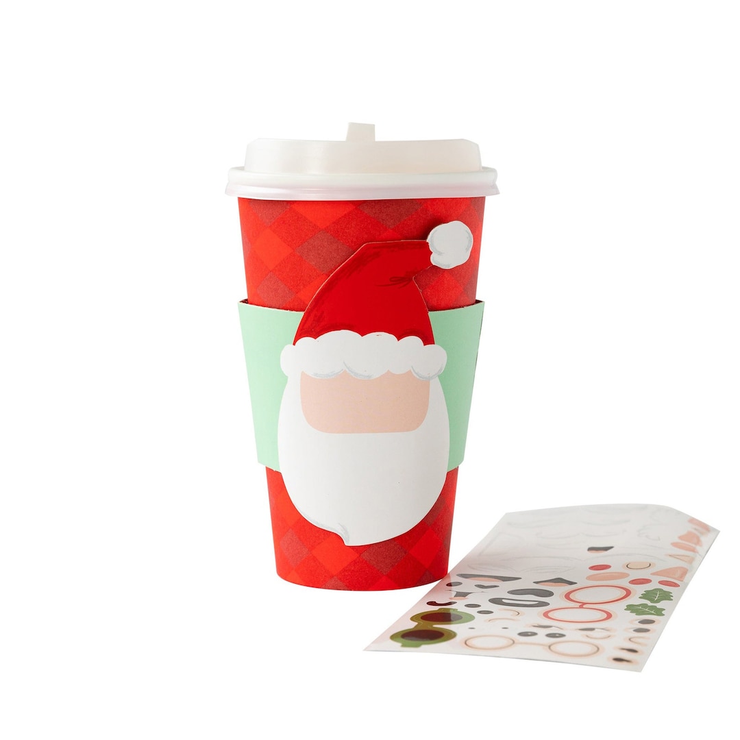 Santa Cups With Lids 8ct, Santa Cups, Santa Coffee Cups, Christmas ...