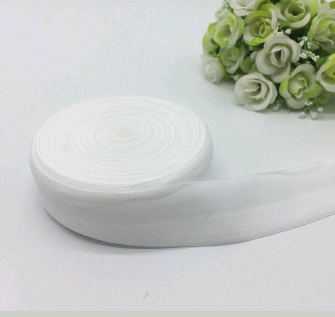 1 Inch WHITE Fold Over Elastic Matte Finish Foldover Elastic - Etsy