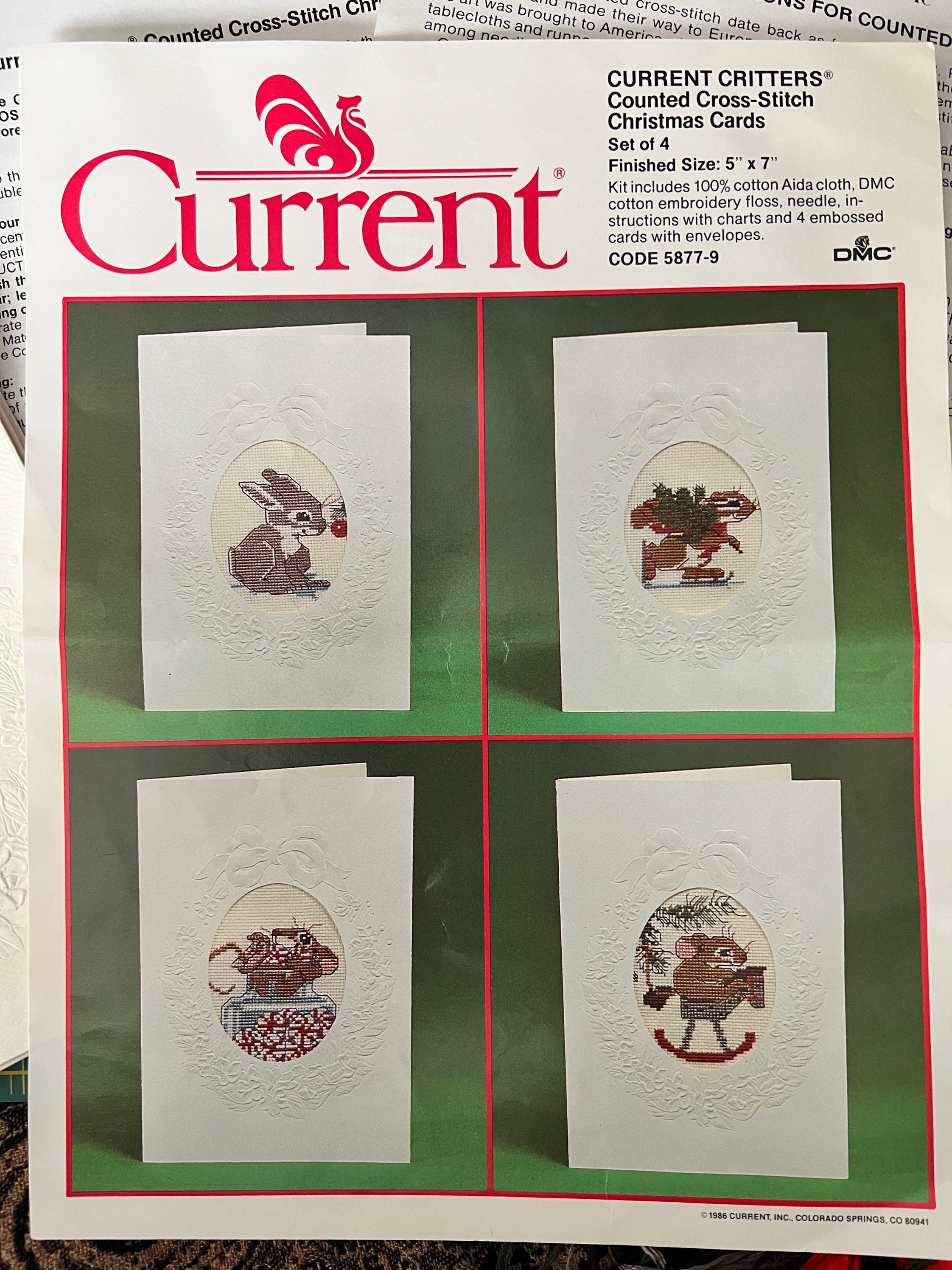 Current Critters Counted Cross Stitch Christmas Cards Kit | Etsy