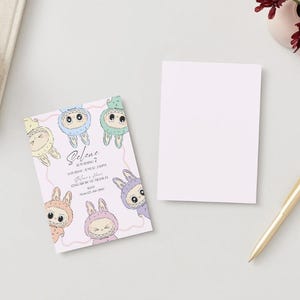 Labubu Theme Birthday Invitation | Cute Monster Labubu Invitation ...