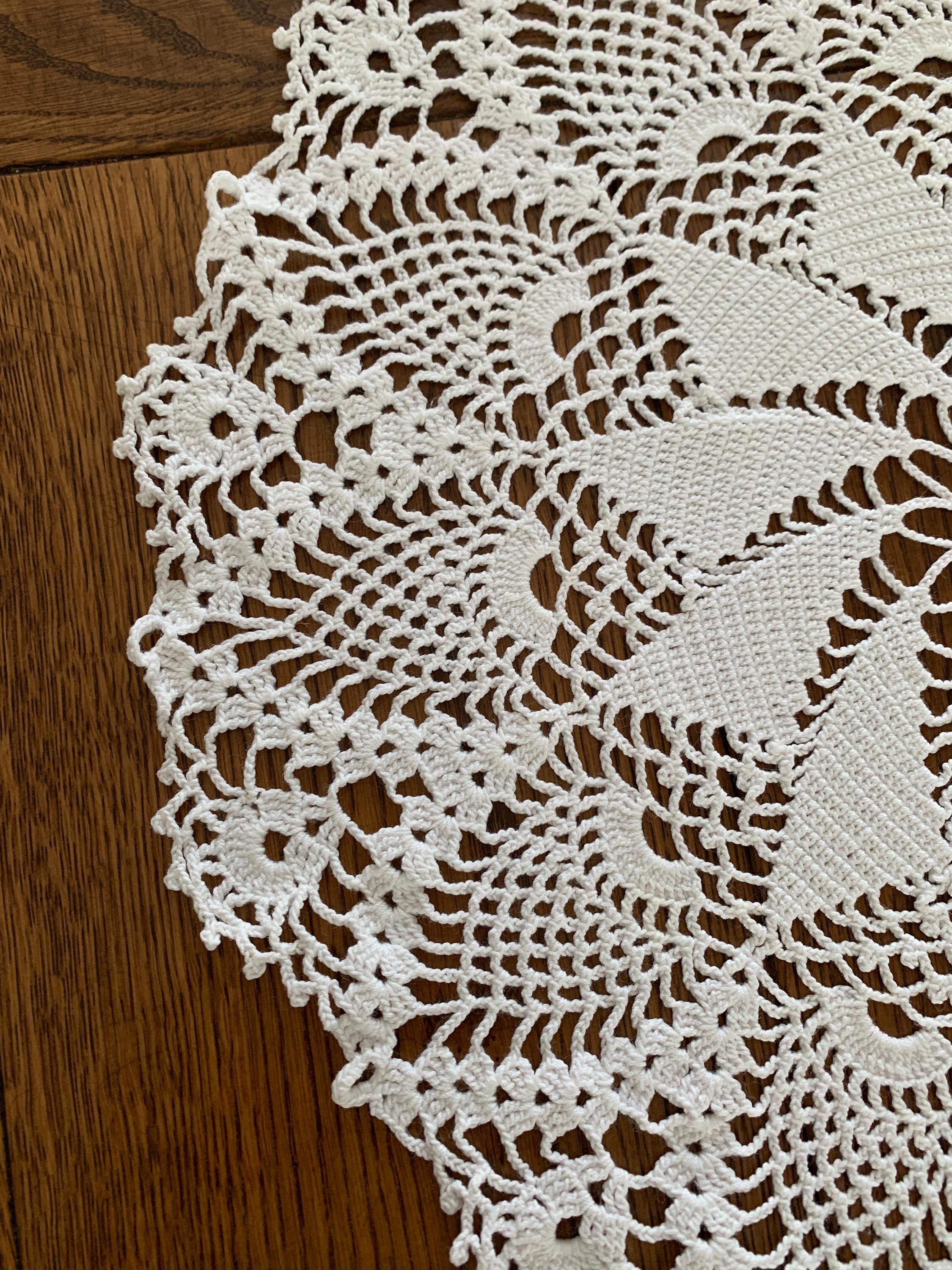 Round Hand Crochet Pineapple Doily Handcrafted Swedish Vintage White ...