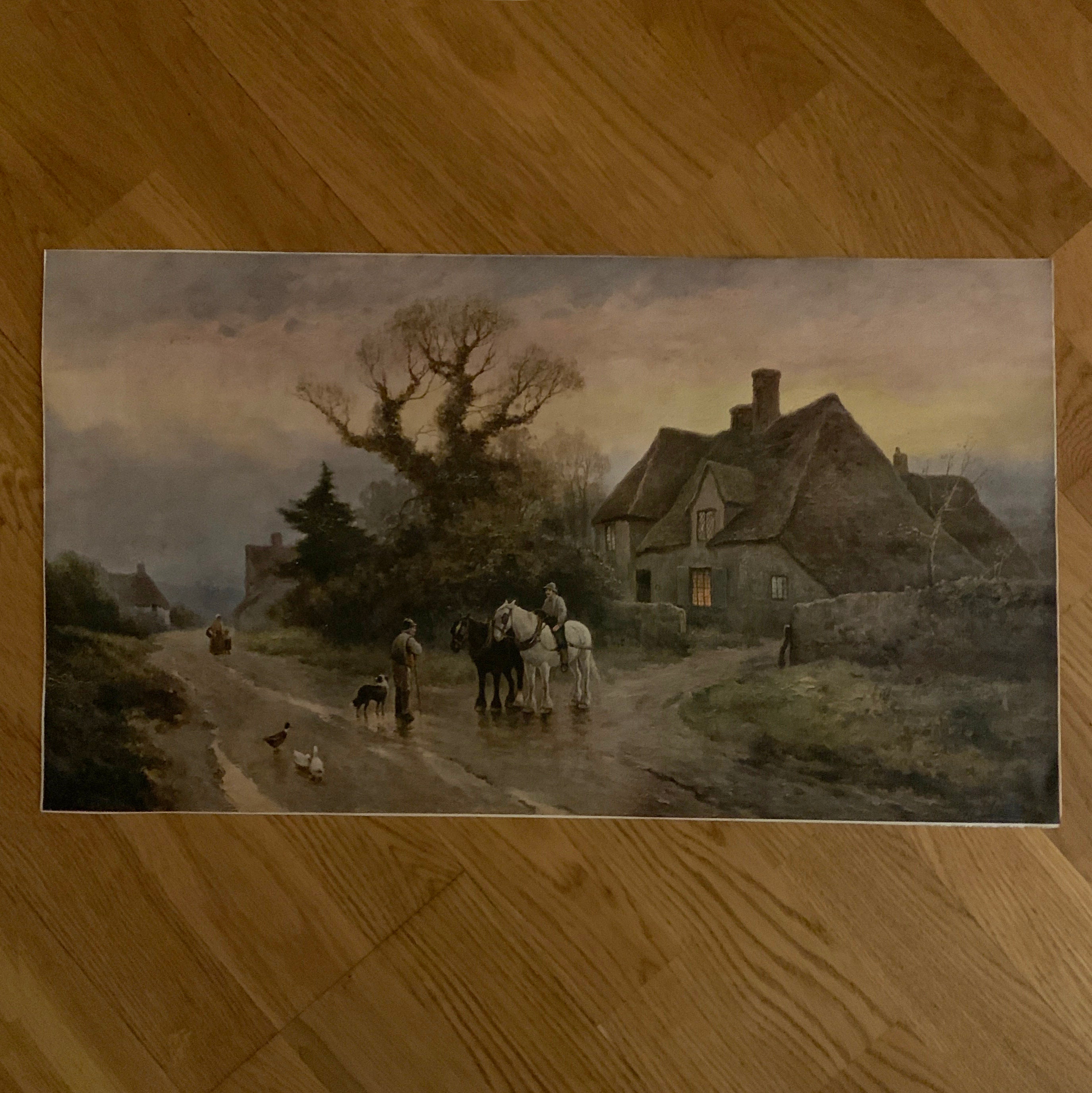 Vintage Art Print JW Gozzard the Toils of Day Are Over British Artist ...