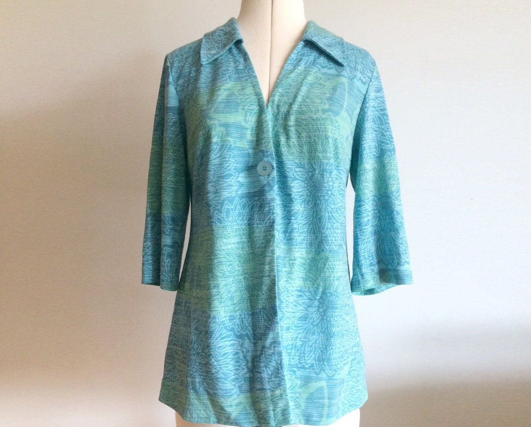 Vintage Tunic Blouse Finnkarelia 3/4 Sleeve One Button 1970 Finnish ...