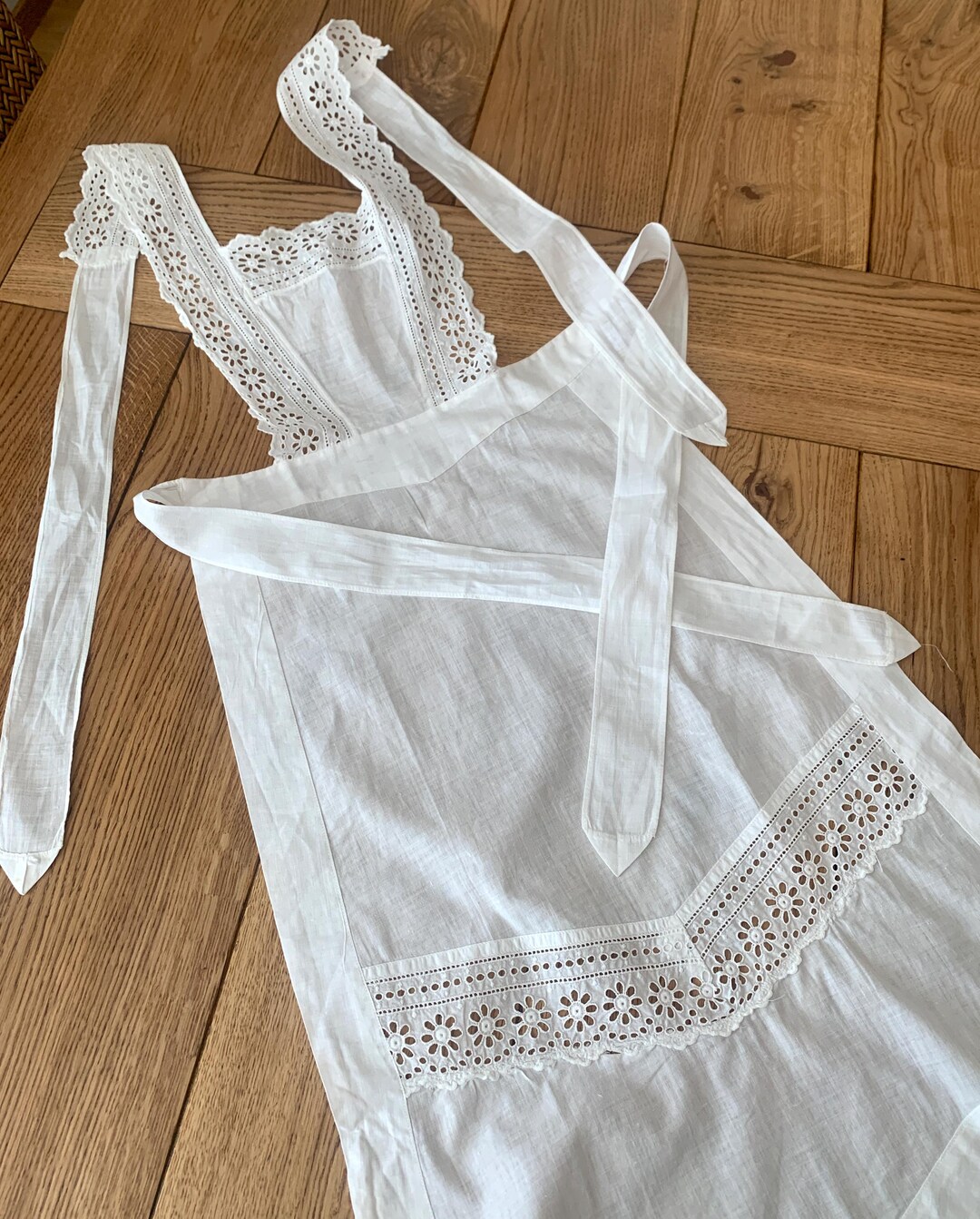 Antique Vintage English Eyelet Lace Serving Apron 1900 Turn of the ...