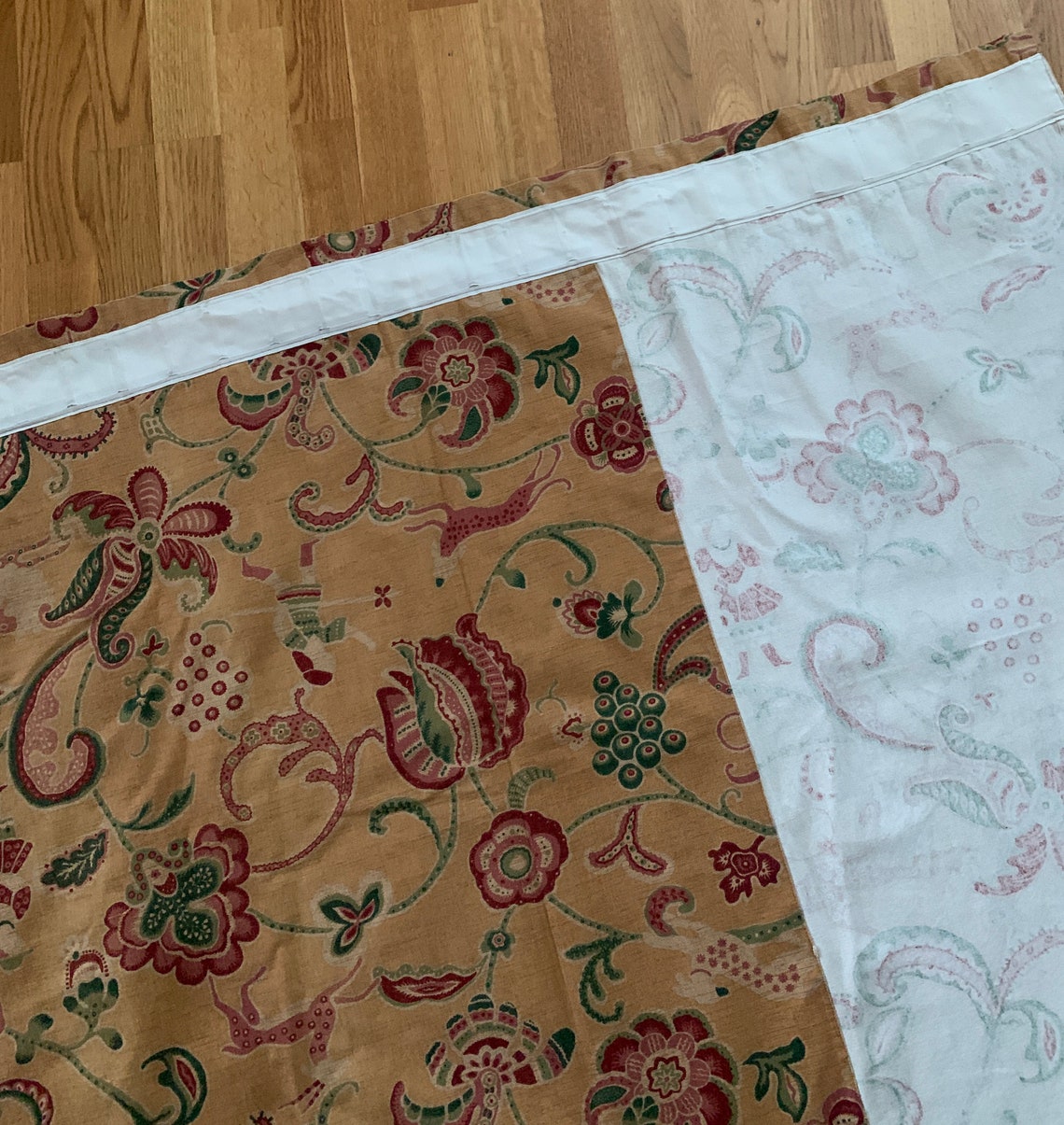 Jay Yang Drapery With Heading Tape Screenprinted Folklore Fabric Flora ...