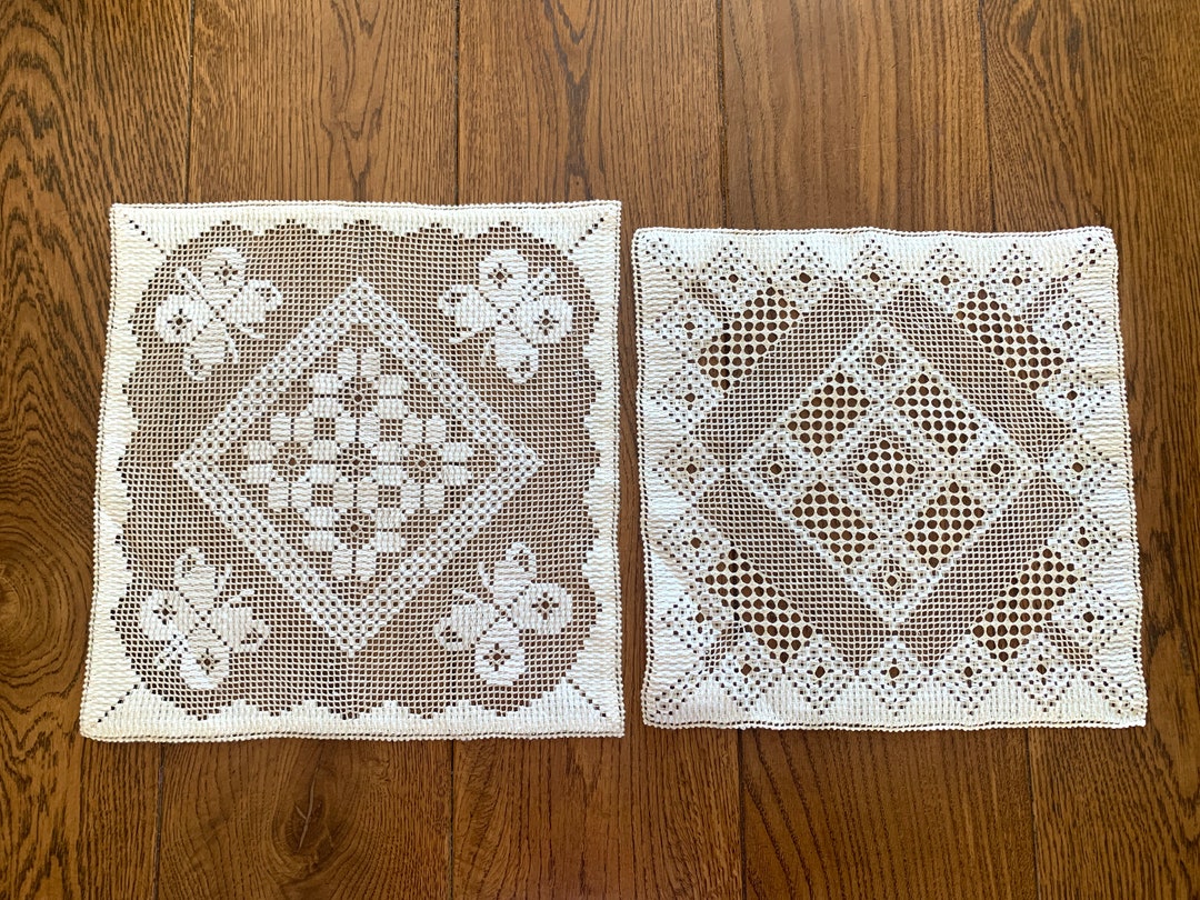 2 Small Swedish Drawn Thread Embroidery Table Toppers, Näversöm Square ...