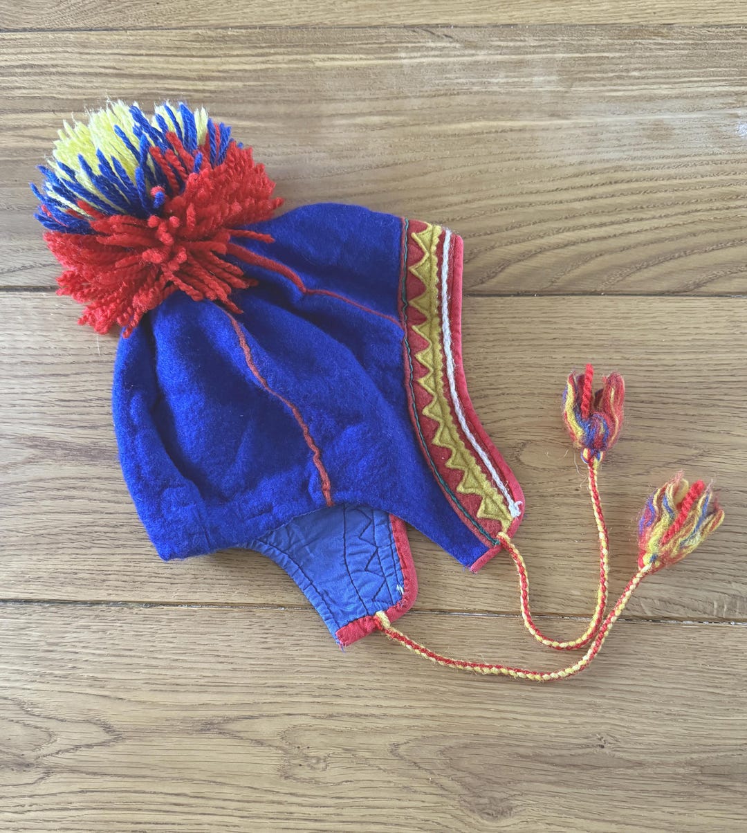 Vintage Traditional Sami Baby Bonnet Ble Red Baby Wool Helmet With ...