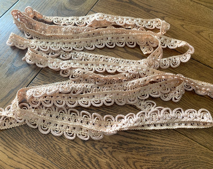 5.5 M Vintage Upholstery Loop Braid Trim 1 Inch Salmon Pink Fringe Gimp ...