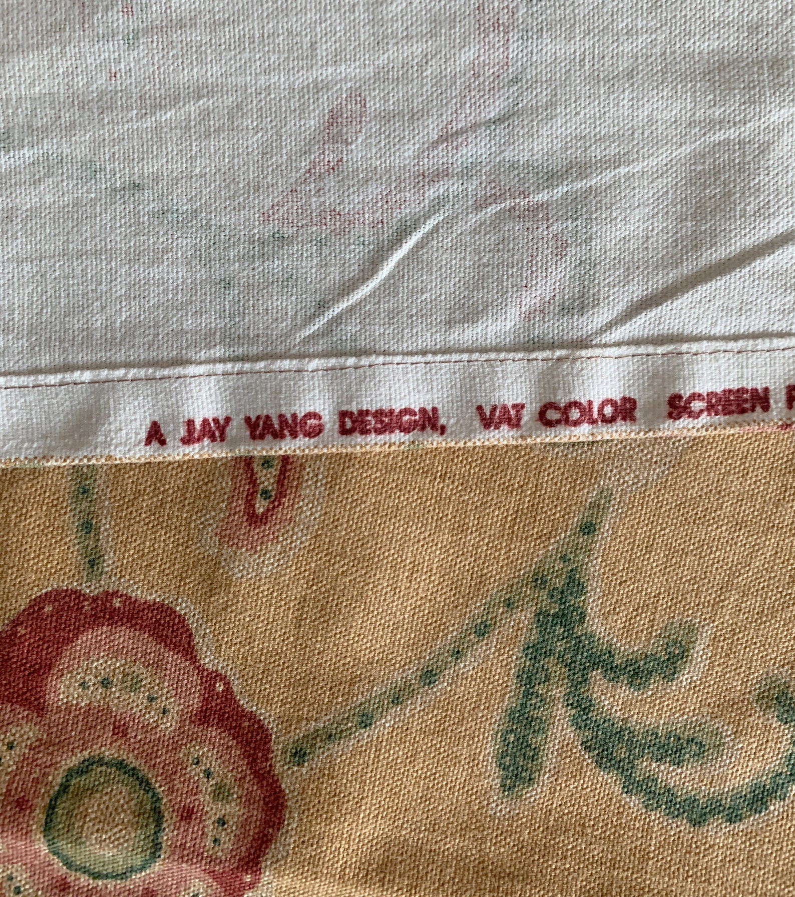 Jay Yang Drapery With Heading Tape Screenprinted Folklore Fabric Flora ...
