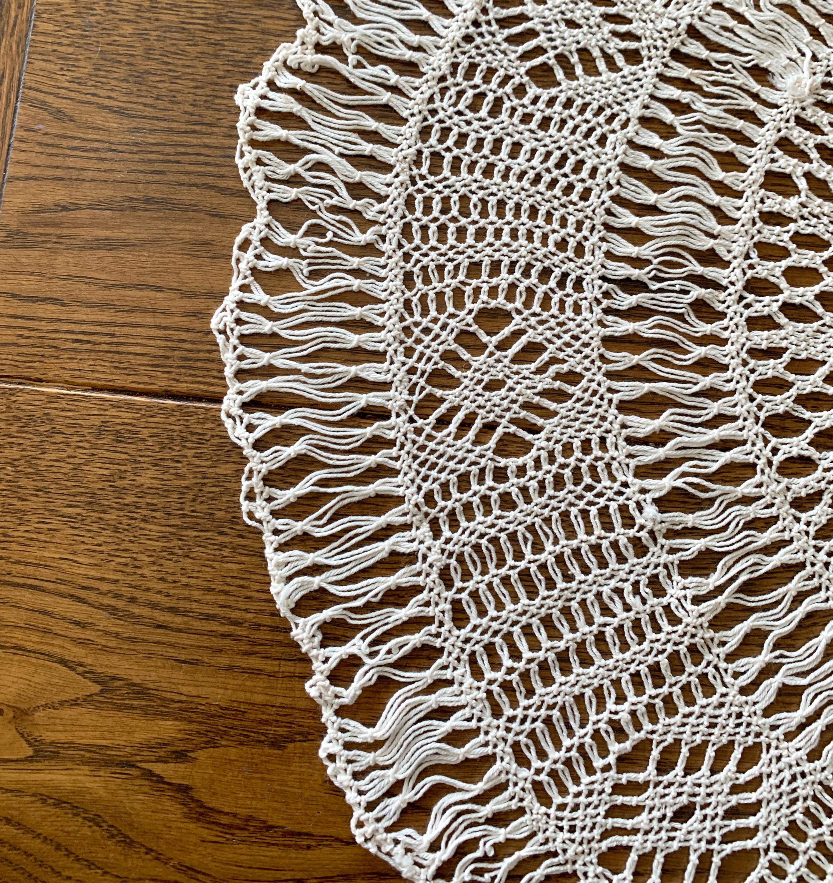 Large Vintage Armenian Needle Lace Doily Hand Crochet Knotted Lace in ...