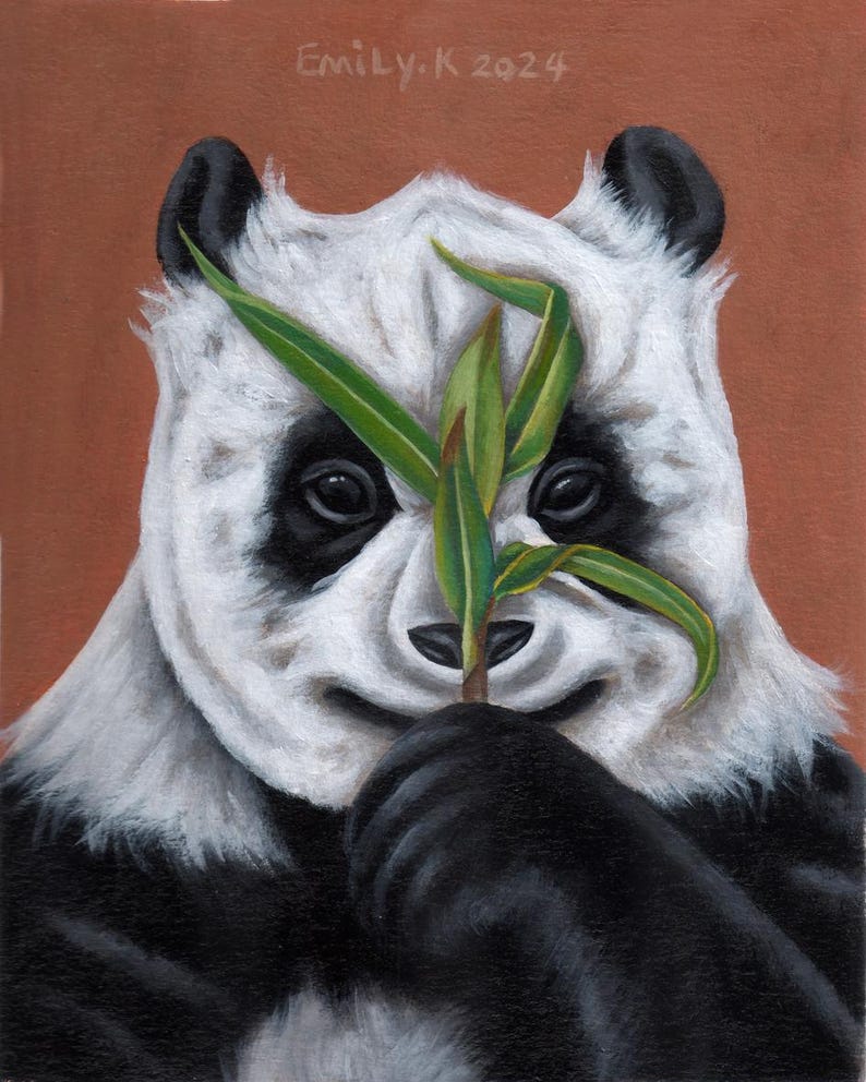 Original Painting, Animals, Animal Portraits,panda, Panda Gift, Panda ...