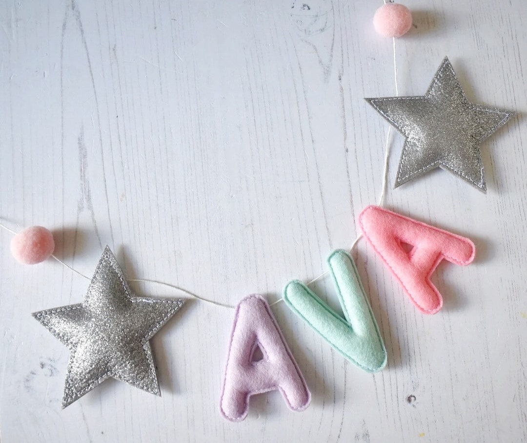 Name Bunting With Stars Colour Mix Name Banner Felt Name Bunting New ...