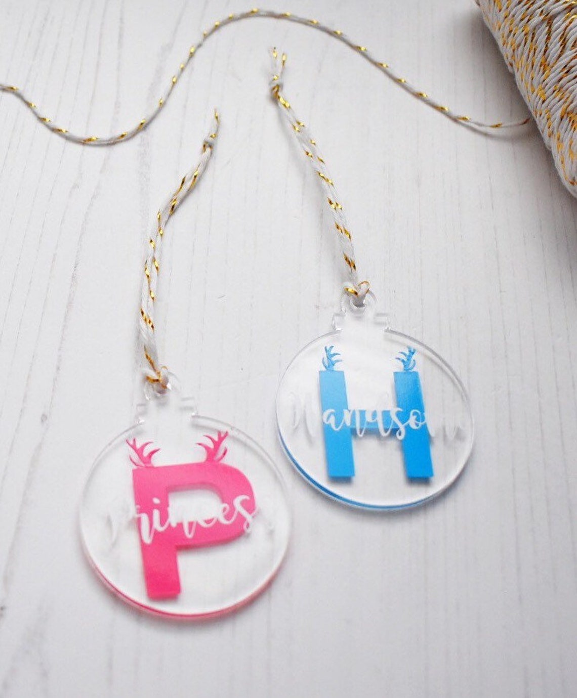 Personalised Bauble Tree Decorations Initial Acrylic - Etsy UK