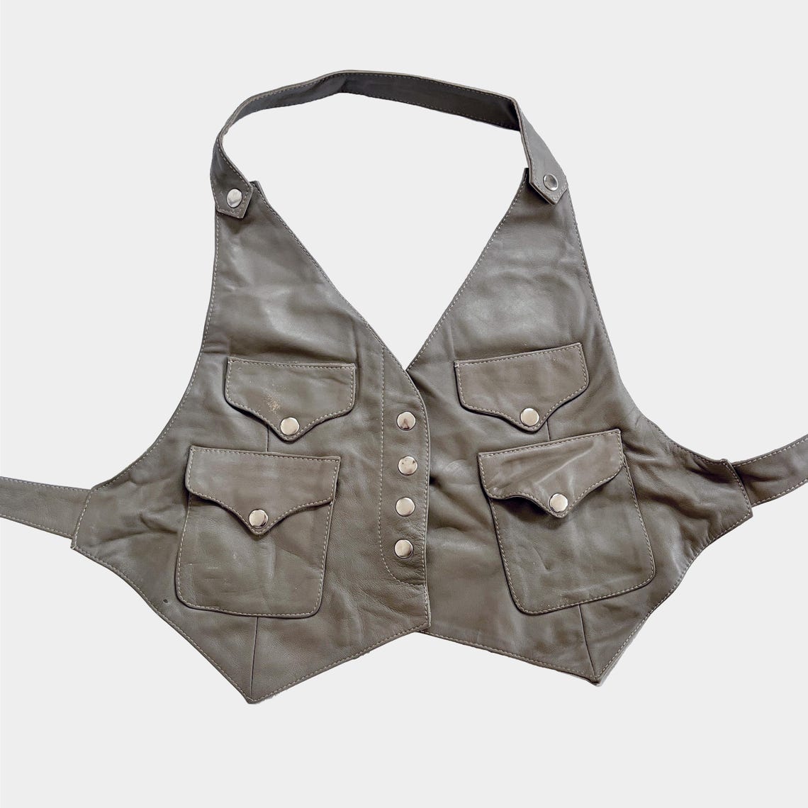 Vintage Y2K Utility Leather Vest - Etsy
