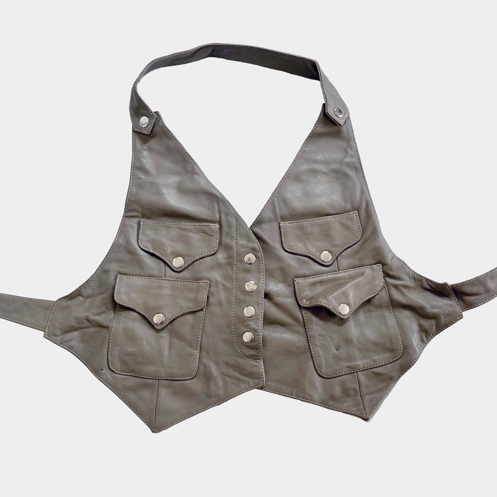 Vintage Y2K Utility Leather Vest - Etsy