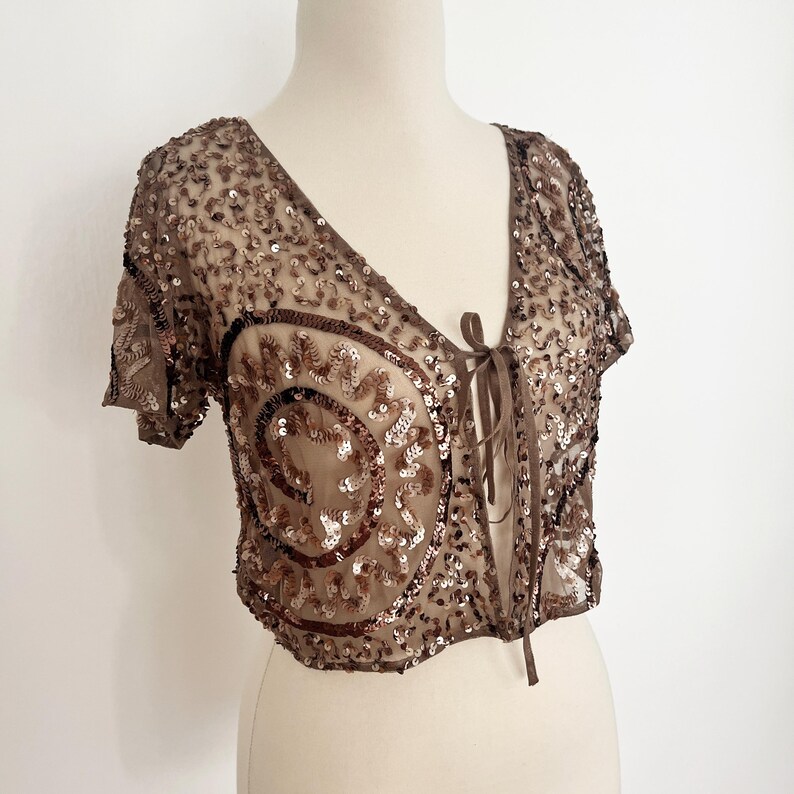 Sheer Mesh Sequin Bolero With Spiral Figures - Etsy
