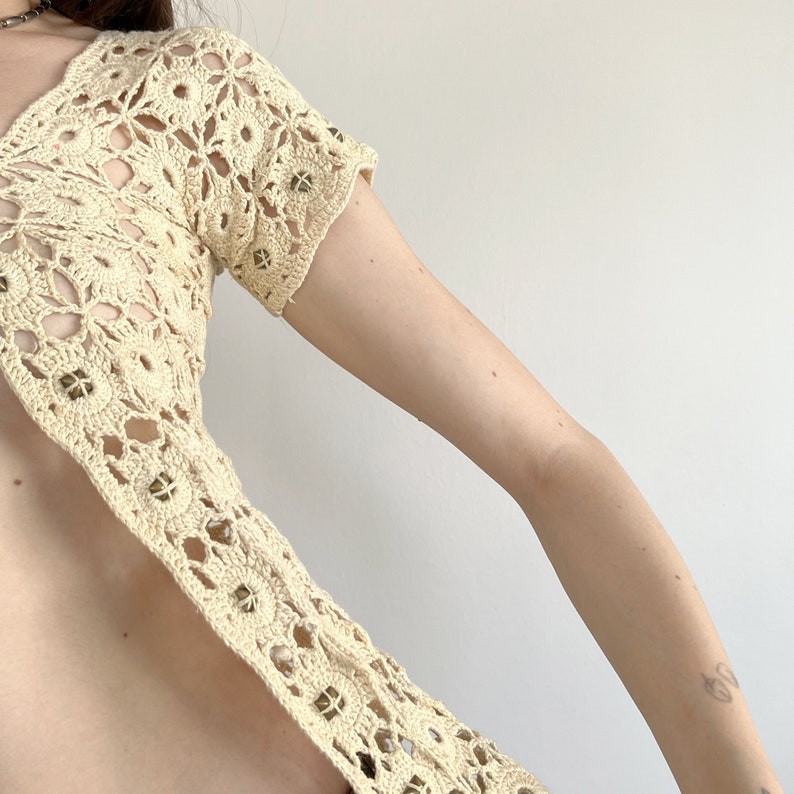Vintage Handmade Crochet Top With Beautiful Metal Pieces - Etsy