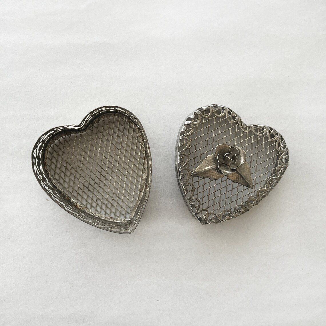 Vintage Heart Shaped Metal Box - Etsy