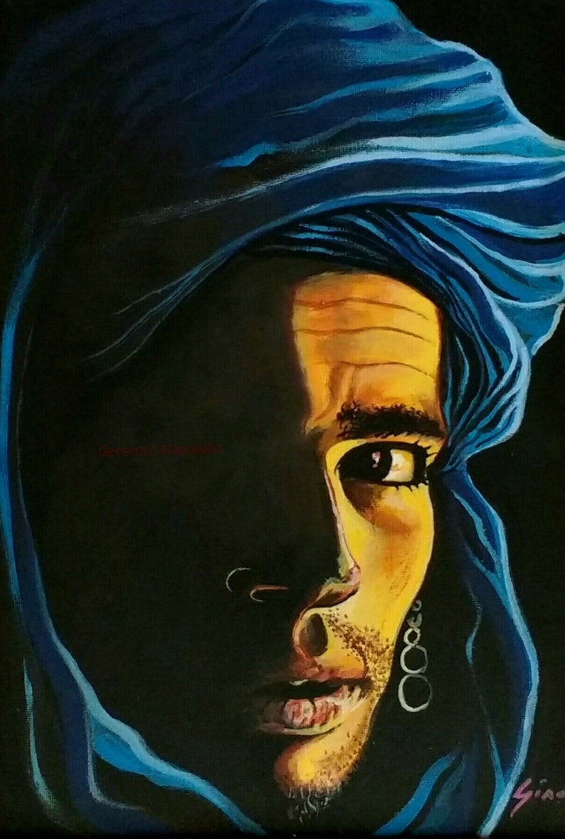 Tuareg Berber A3 PRINT Moroccan Tribal Turban Desert Ethnic Art Morocco ...
