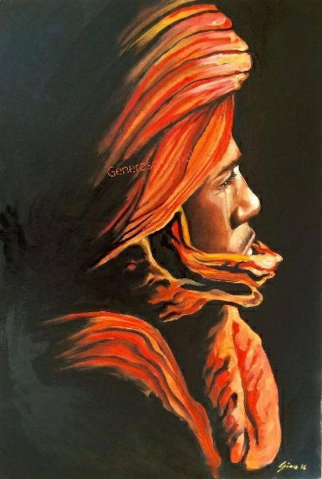 Berber Man Red Limited Edition PRINT of Original Painting by Generoso ...