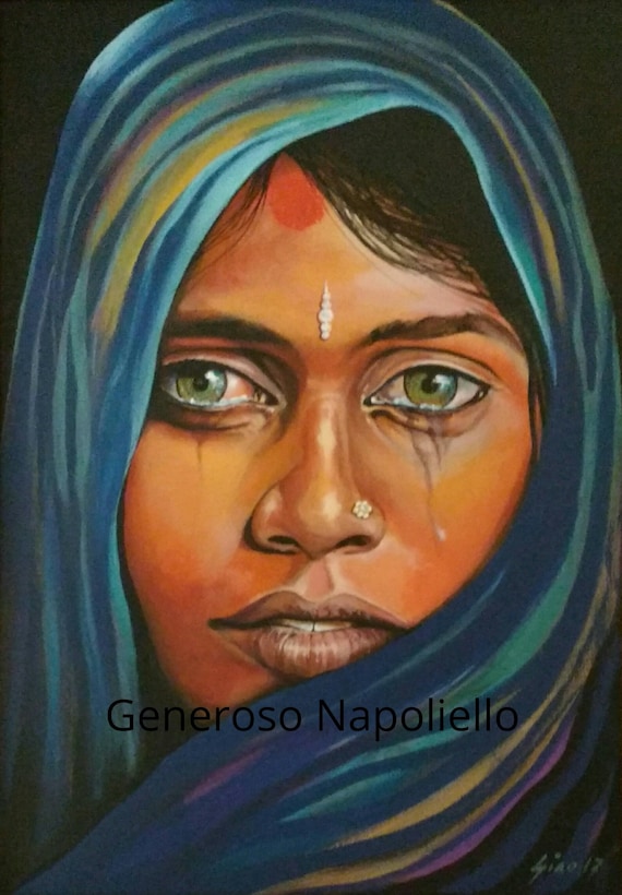 Sad Indian Woman Painting