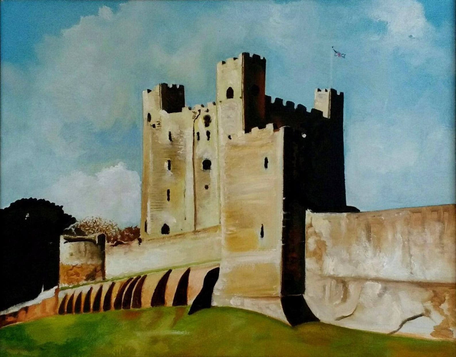 Rochester Castle England Original Painting Oil on Canvas Framed Realism ...