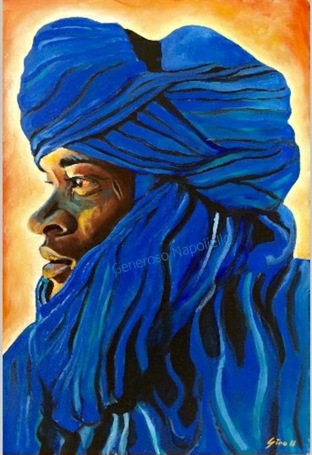 Berber Man Blue Limited Edition PRINT of Original Painting by Generoso ...