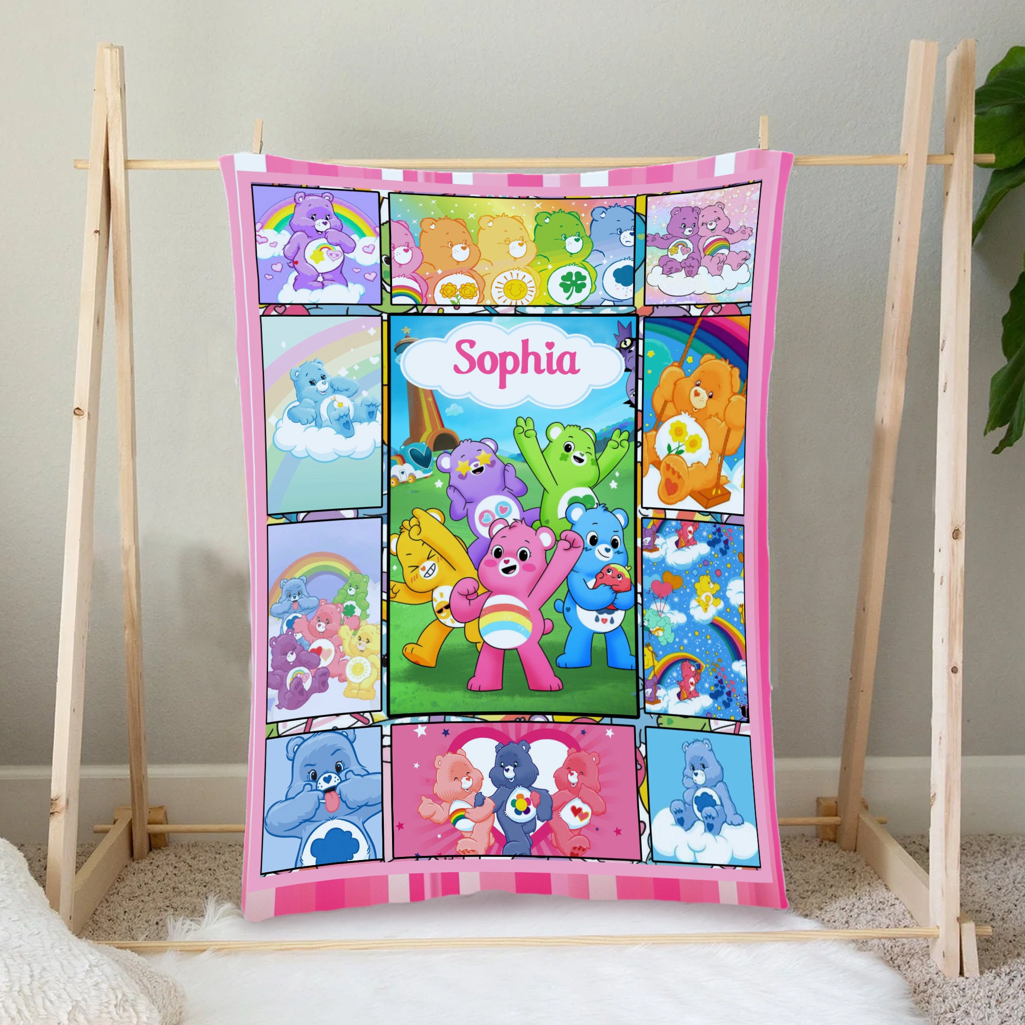 Personalized Care Bears Blanket, Care Bears Group Characters Blanket ...
