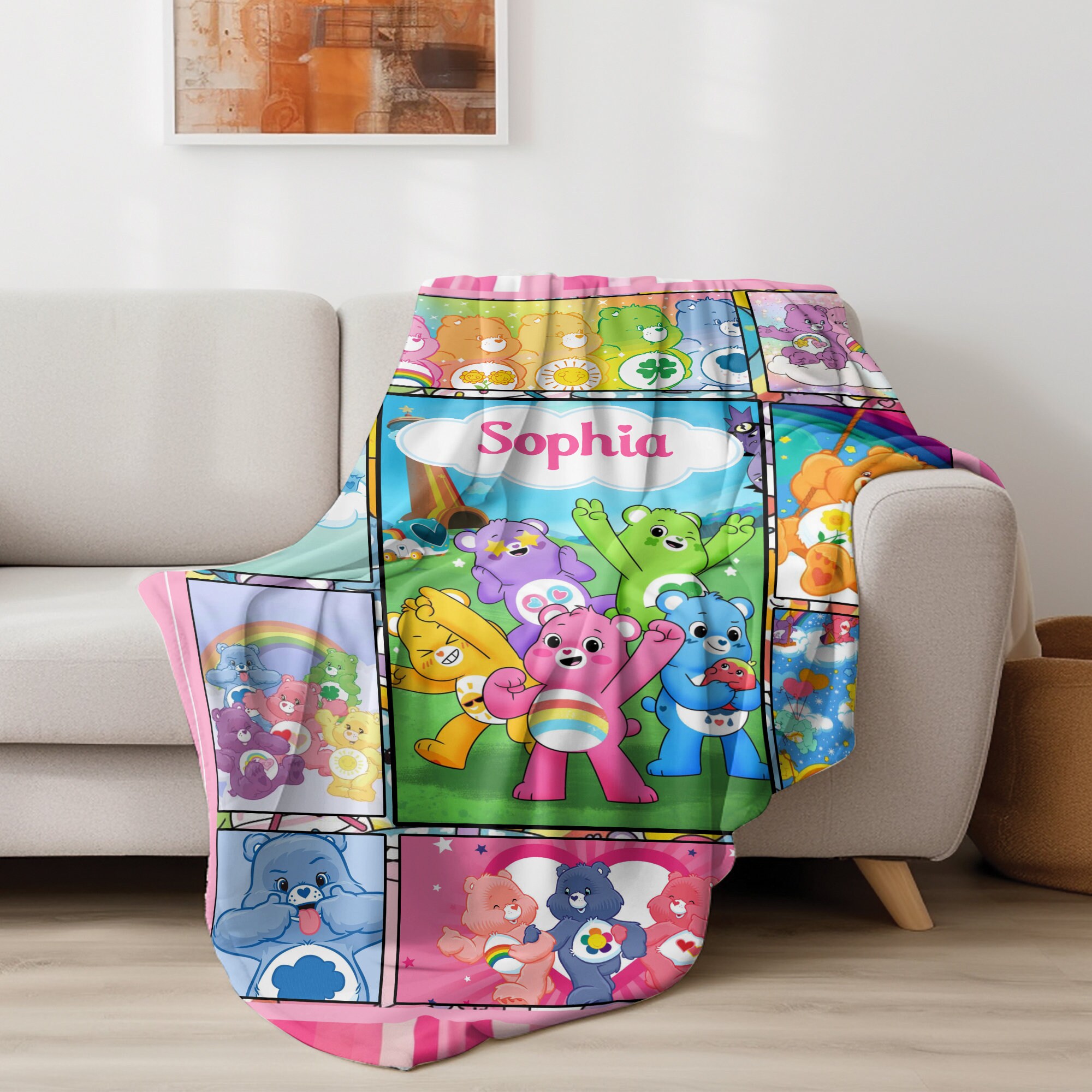Personalized Care Bears Blanket, Care Bears Group Characters Blanket ...