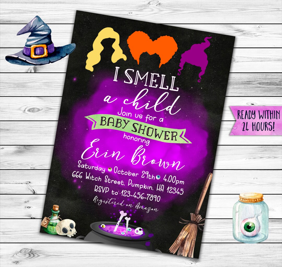 Hocus Pocus Baby Shower Invitation, Halloween Baby Shower Invite, I ...