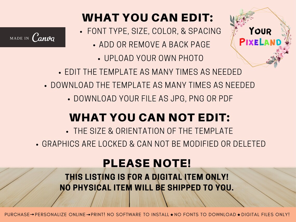 Boho Flowers Editable Monthly Calendar 2023 Printable Floral - Etsy