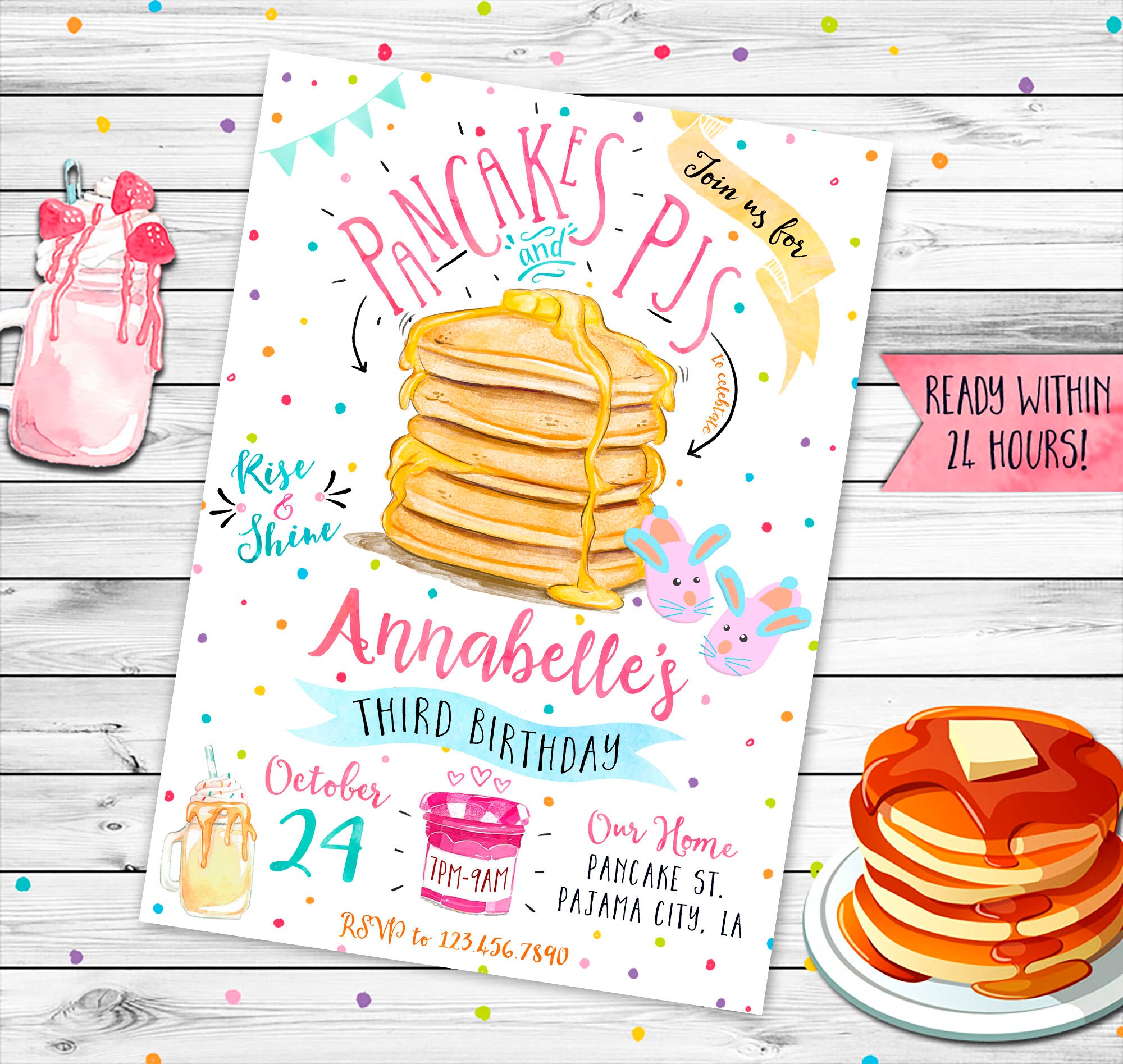 Pancakes and Pajamas Invitation Pancakes and Pajamas Birthday - Etsy
