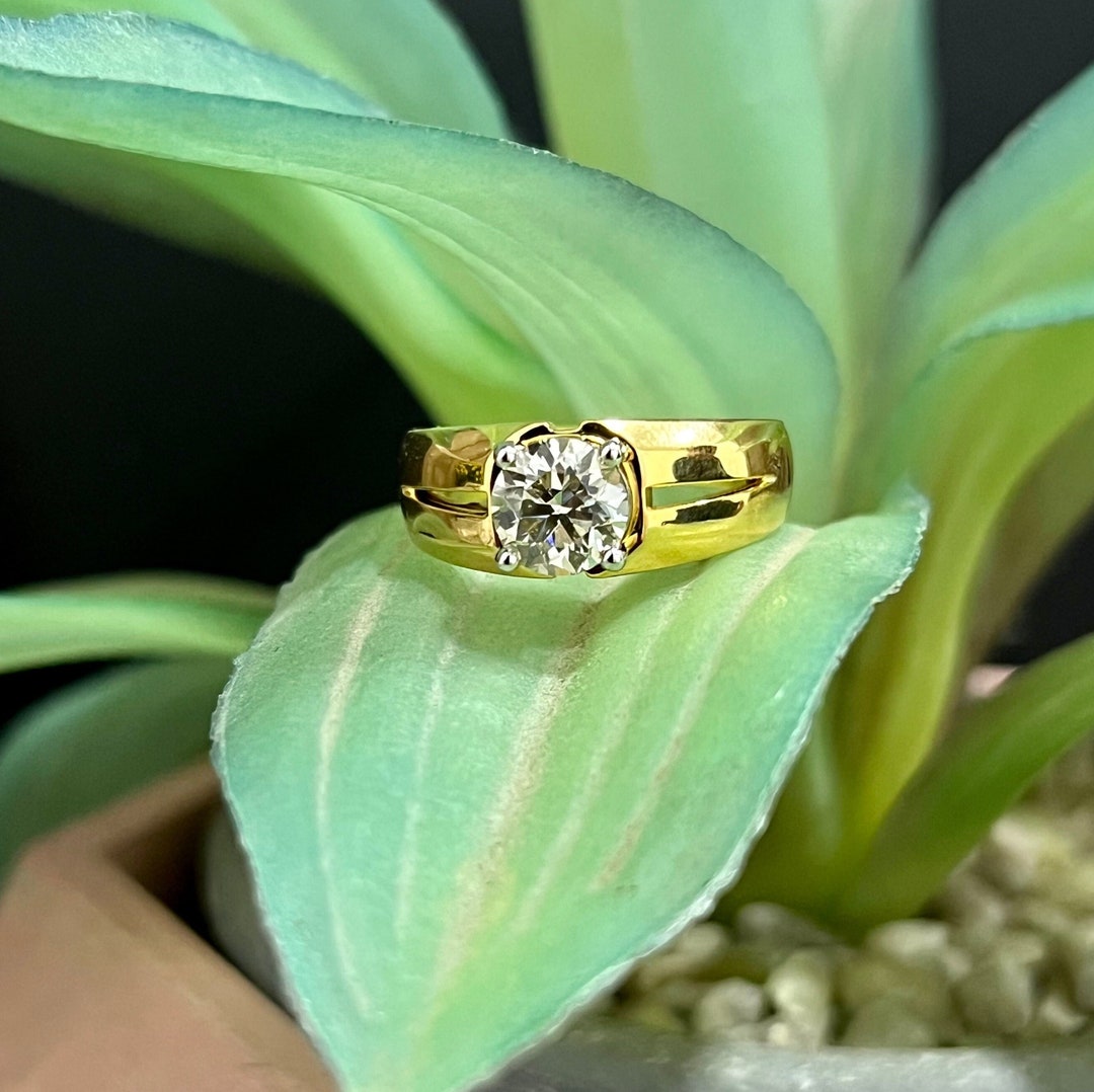 Round Cut Lab Grown Diamond Men's Ring, 1.00 CT Solitaire Engagement ...