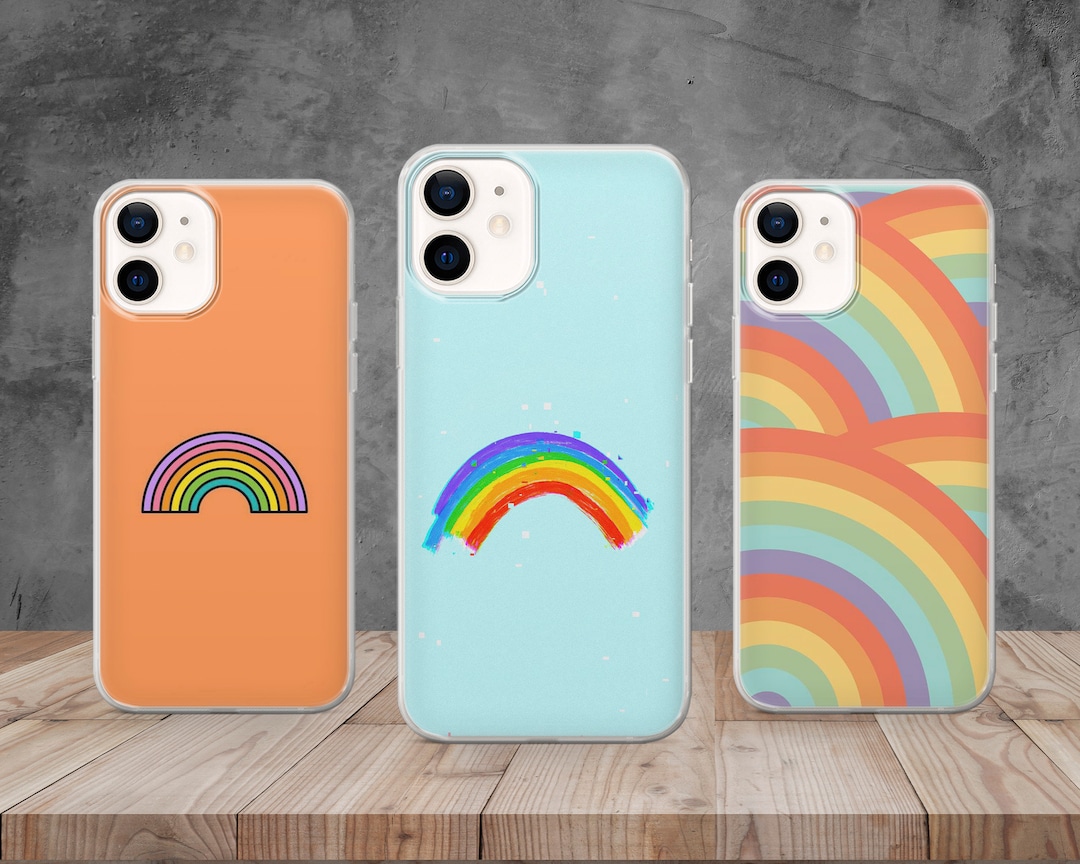 Rainbow Phone Case With Carton Aesthetic Feel for iPhone 13, Xs, Xr, 11 ...