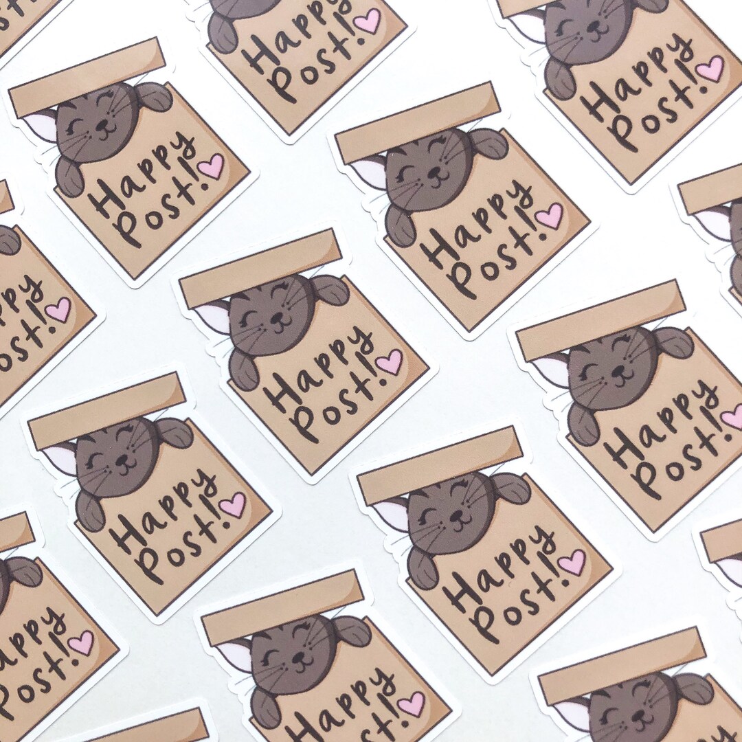 25x Happy Post Stickers, Happy Mail Sticker Sheet, Packaging, Business ...