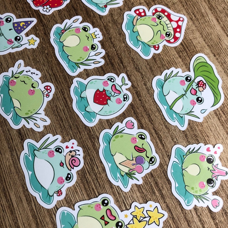 Frog Sticker Pack, Kawaii Stickers, Frog Gift, Laptop Stickers, Planner ...