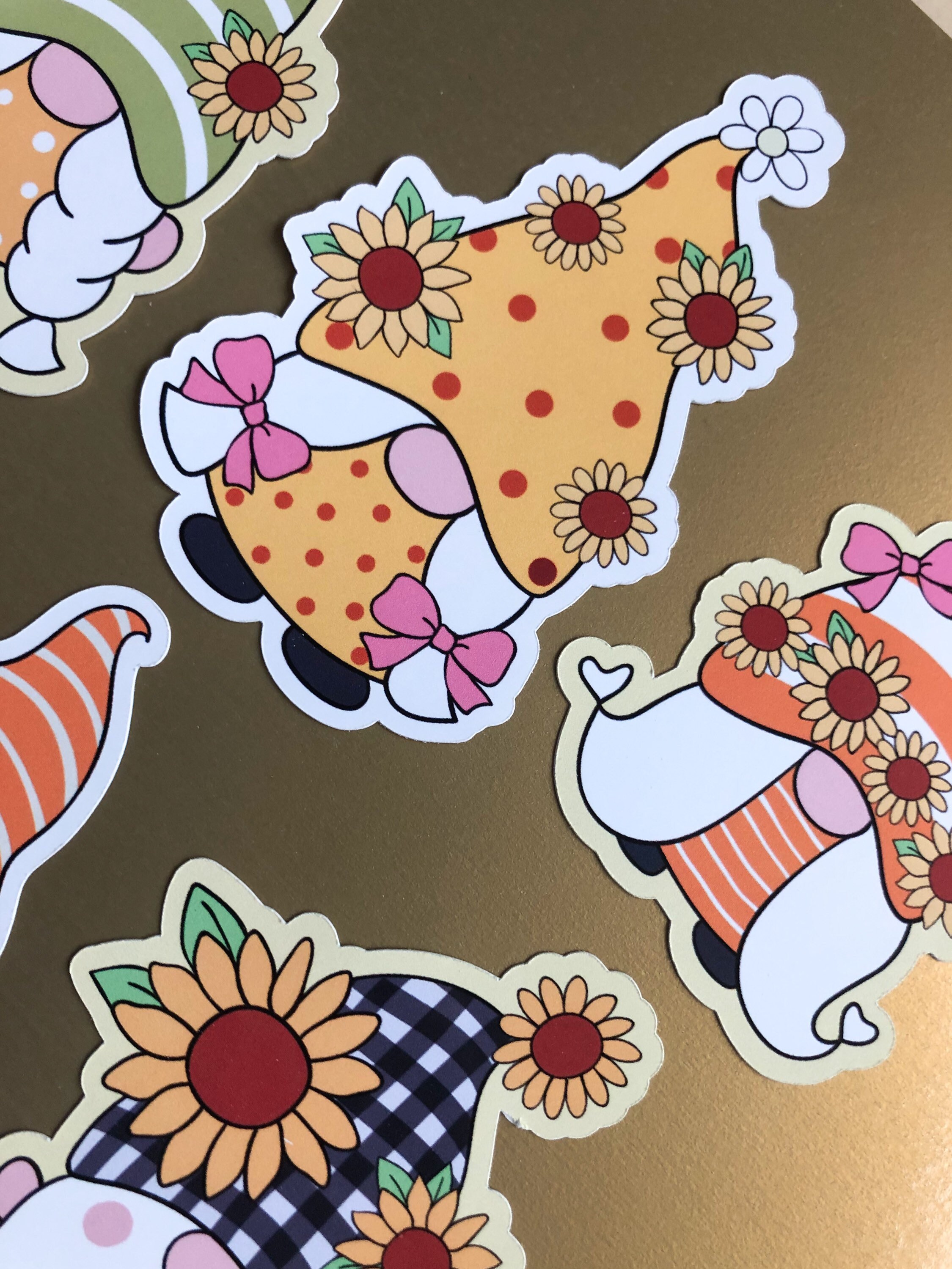 Sunflower Gnome Glossy Sticker Set Cute Sticker Bundle - Etsy UK