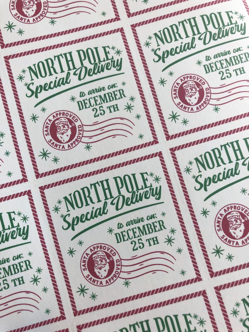 Christmas Wrapping Stickers Santa Postal Labels North Pole - Etsy