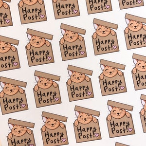 25x Happy Post Labels, Happy Post Stickers, Cat Stickers, Happy Mail ...