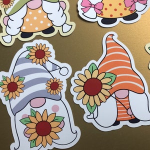 Sunflower Gnome Glossy Sticker Set, Cute Sticker Bundle, Journal ...