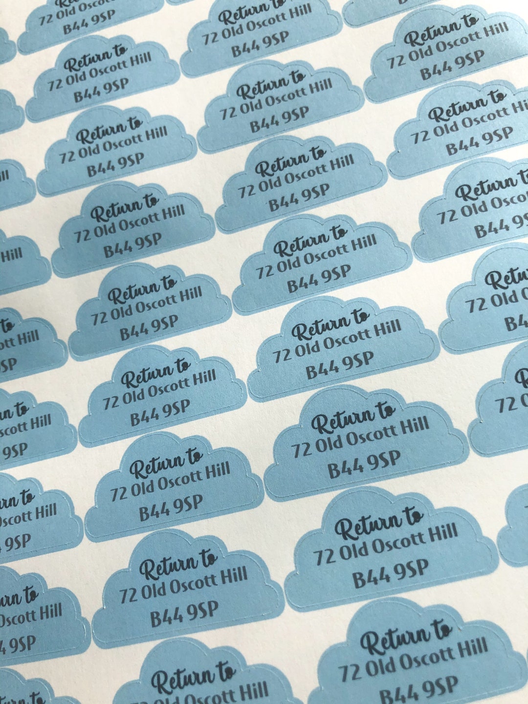 40 X Return Address Stickers, Address Labels, Return Cloud Stickers ...