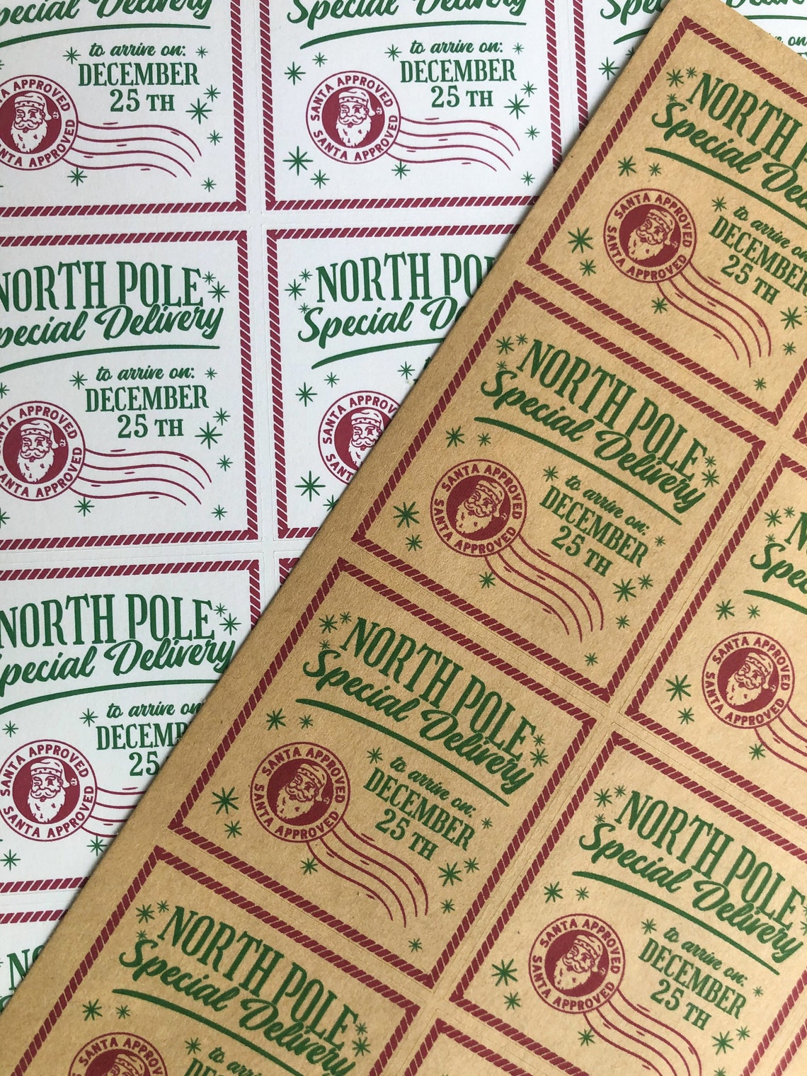 Christmas Wrapping Stickers Santa Postal Labels North Pole - Etsy
