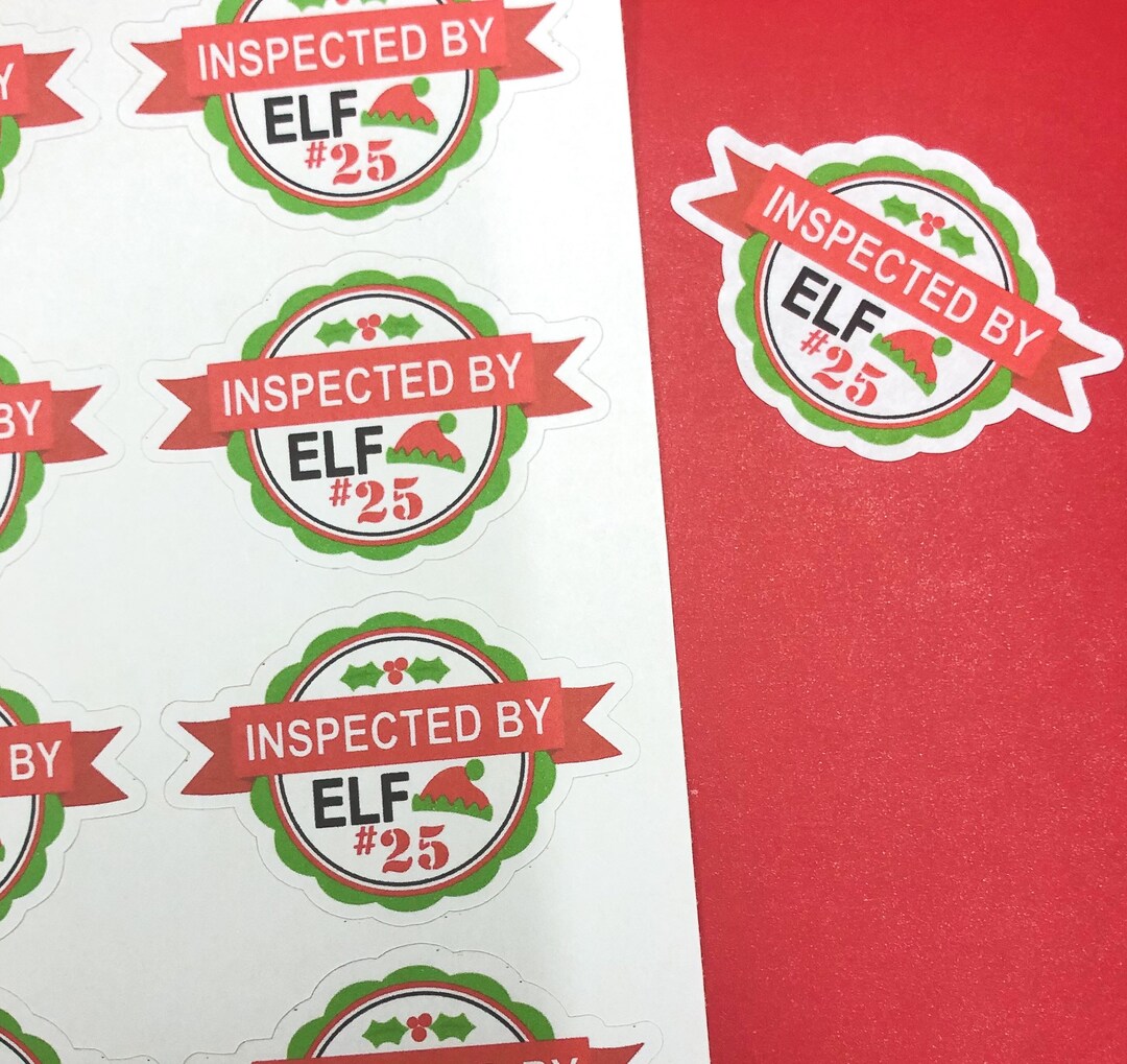 Inspected by ELF Sticker, Christmas Wrapping Stickers, Gift Packaging ...