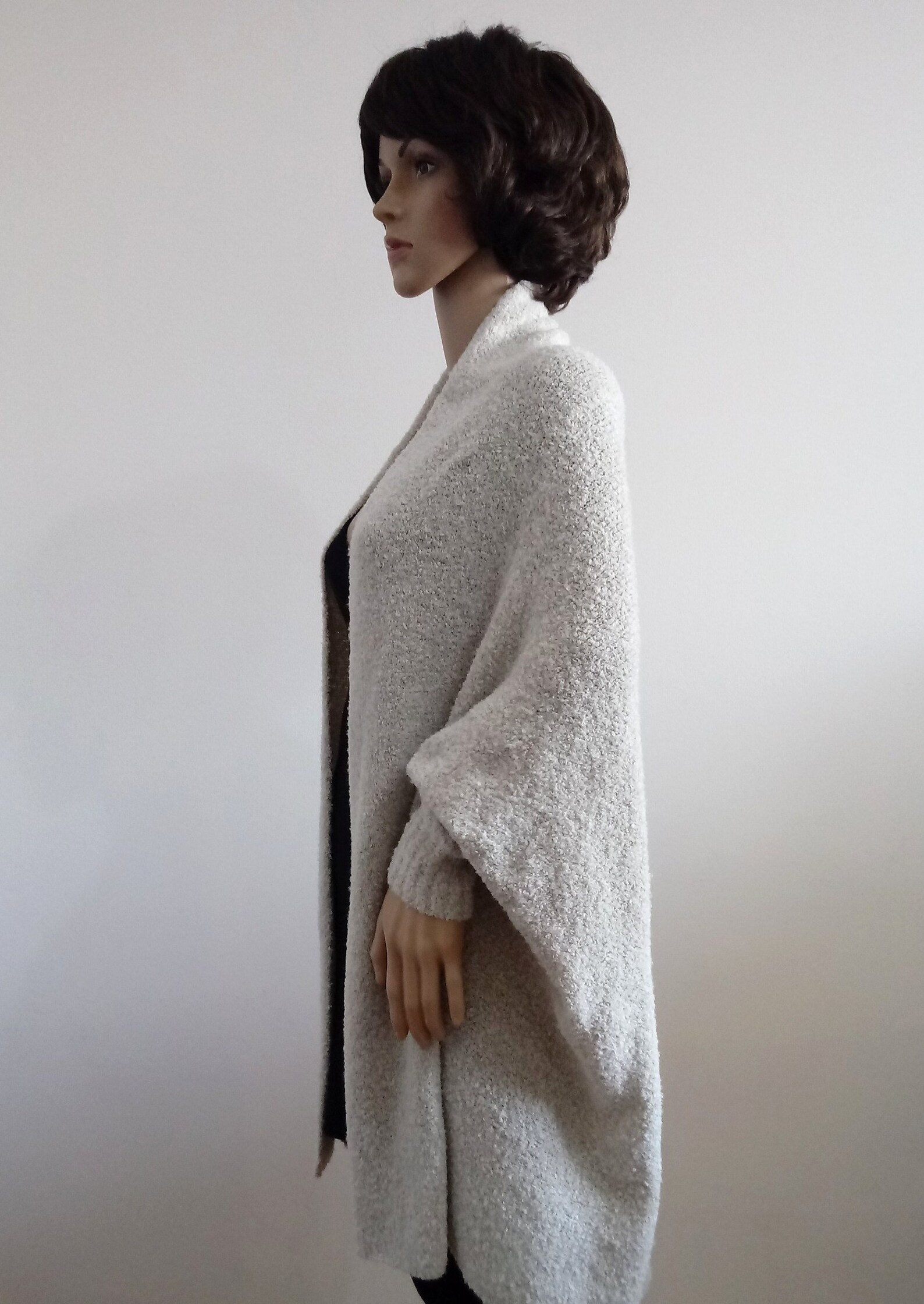 White Batwing Cardigan Jacket With Long Sleeves Cozy Wool Long - Etsy