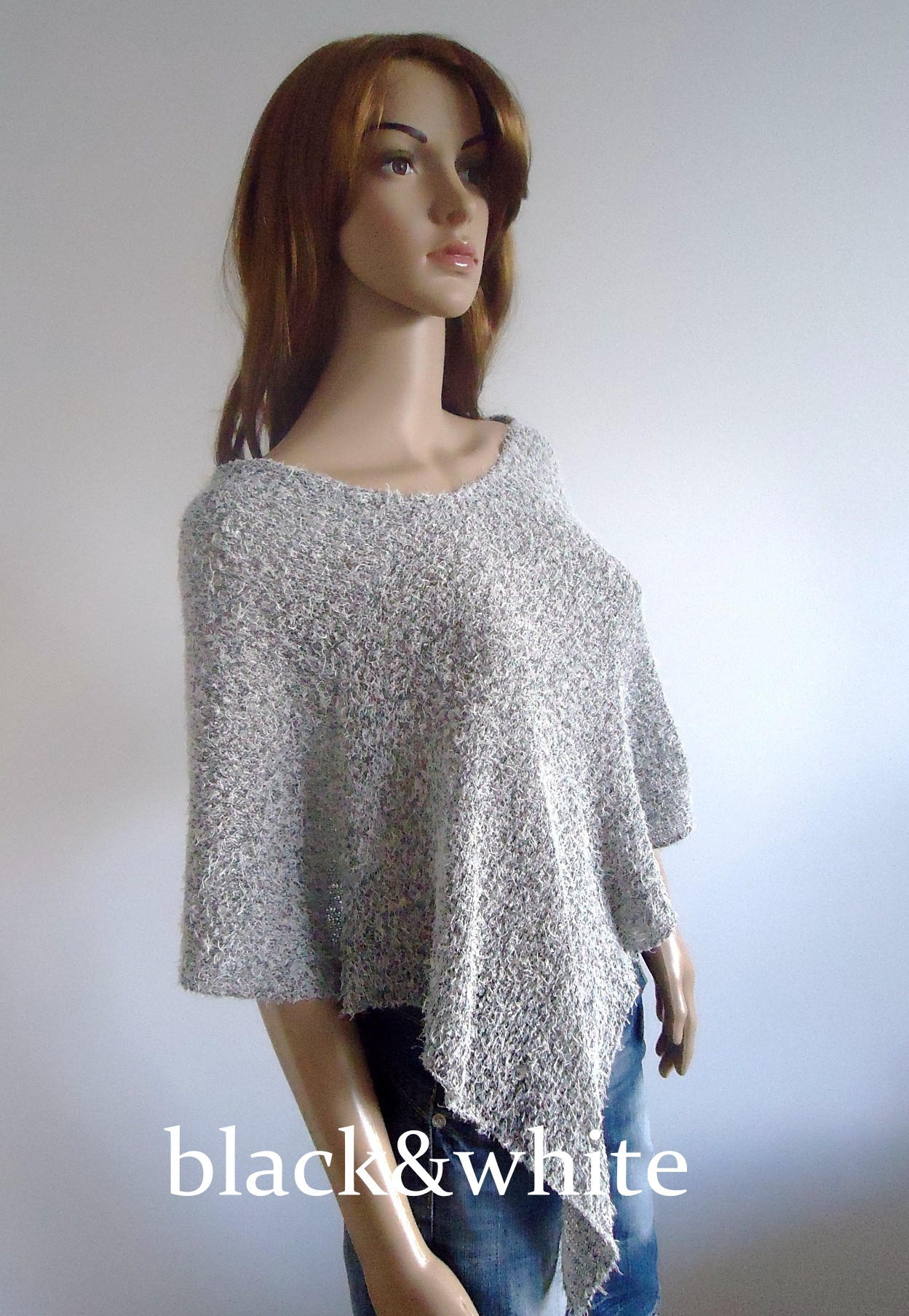 Short Poncho Boho Beach White Black Blue Beige Brown Red - Etsy