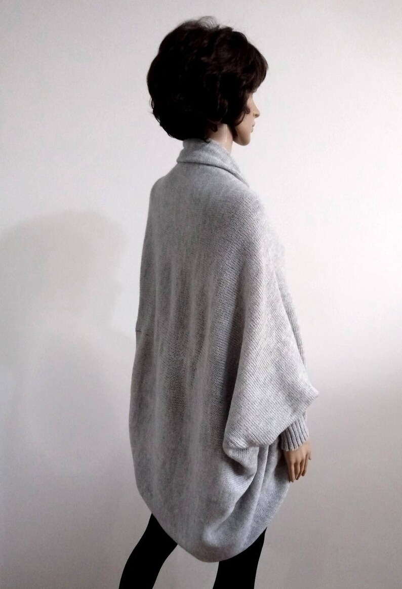 Batwing Cardigan Gray Wool Jacket Coat Women Grey White Jacket Coat ...