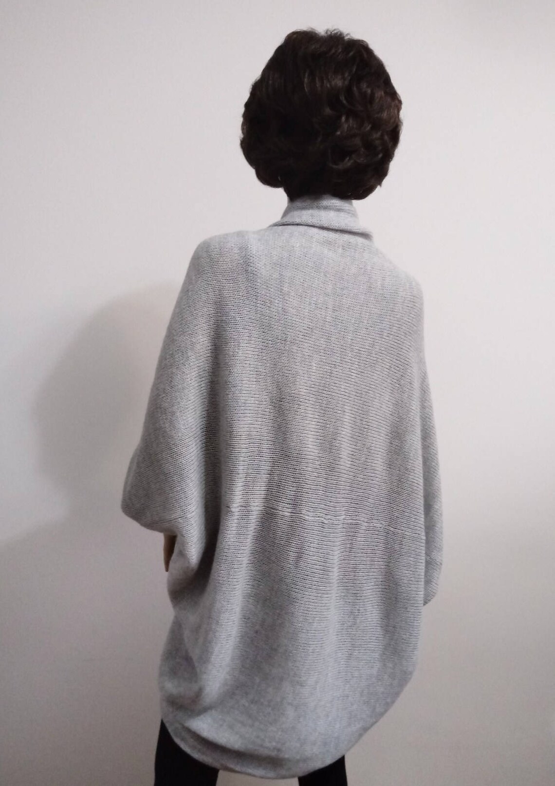 Batwing Cardigan Gray Wool Jacket Coat Women Grey White Jacket Coat ...